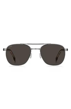 BOSS 56mm Rectangle Sunglasses - Ruthenium Havana/ Grey
