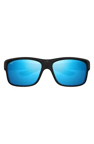 Maui Jim Southern Cross 63mm Oversize Sunglasses - Black/ Blue Hawaii
