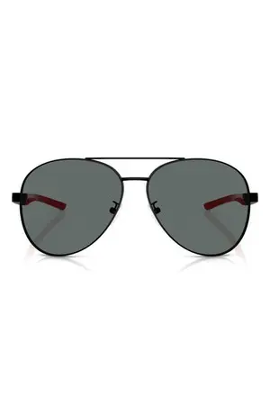 SCUDERIA FERRARI 60mm Polarized Aviator Sunglasses - Matte Black