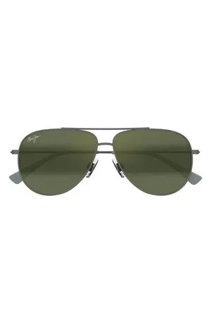 Maui Jim Maui Jim Hauoli XL 62mm Polarized Aviator Sunglasses Silver/ Maui Ht