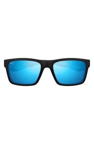 Maui Jim The Flats Rectangular Sunglasses - Black/ Blue Hawaii