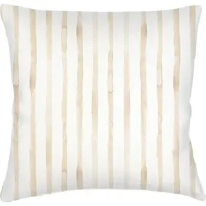 Anaya Riviera Striped Linen Pillow With Down Alternative Insert - Beige