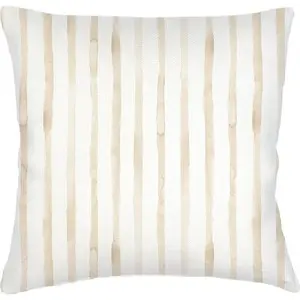 Anaya Riviera Striped Linen Pillow With Down Alternative Insert - Beige