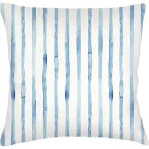 Anaya Riviera Striped Linen Pillow With Down Alternative Insert - Blue