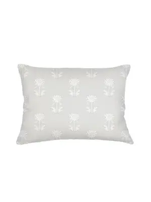 Anaya Block Print Linen Pillow With Down Insert - Grey