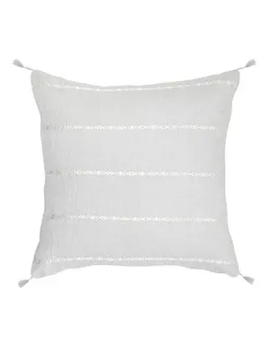 Anaya So Soft Linen Pillow With Down Alternative Insert Light Grey/white Embr Stripes