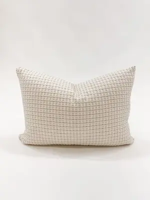 Anaya Cool Cotton Waffle Weave Pillow With Down Insert - Beige