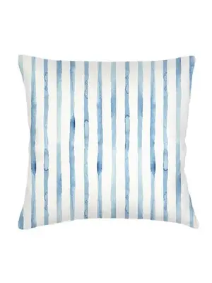 Anaya Riviera Striped Linen Pillow With Down Insert - Blue