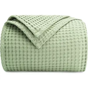 COMFY CUBS Adult Waffle Blanket Sage