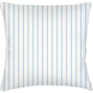 Anaya French Stripe Linen Euro Pillow With Down Insert - Blue