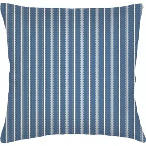 Anaya French Stripe Linen Euro Pillow With Down Insert - Navy Blue