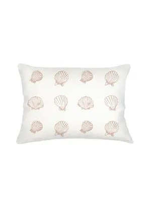 Anaya Saltwater Shell Printed Linen Pillow With Down Insert - Beige