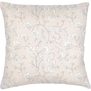 Anaya Jaipur Floral Linen Euro Pillow With Down Alternative Insert - Pink
