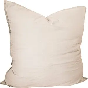 Anaya Stonewashed Cotton Percale Pillow Cover Only Euro Almond Beige
