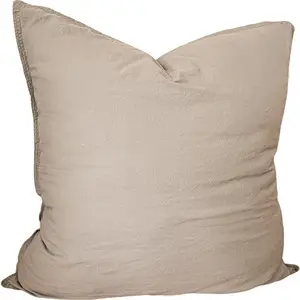 Anaya Stonewashed Cotton Percale Pillow Cover Only - Euro Rustic Beige