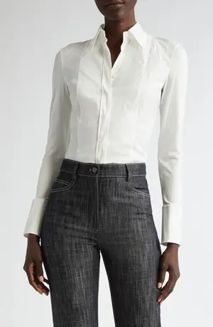Akris Mixed Media Button-up Shirt