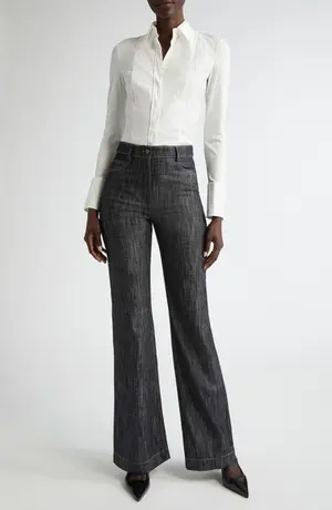 Akris Mixed Media Button-up Shirt