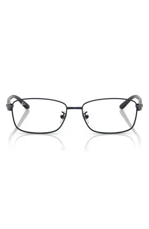 Ray-ban 56mm Rectangular Eyeglasses Shiny Silver