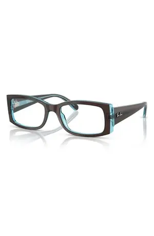 Ray-ban 52mm Square Eyeglasses - Blue Brown