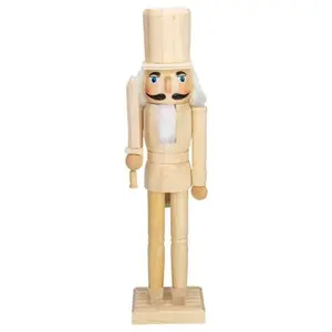 NORTHLIGHT 15" Unfinished Paintable Wooden Christmas Nutcracker With Sword - Ivory