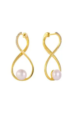 AKALIA Waterproof Infinity Hoop Earrings With Pearl - Gold