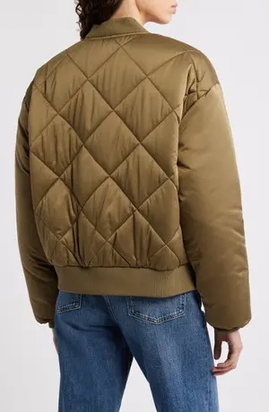 FAVORITE DAUGHTER Quilted Bomber Jacket - Army