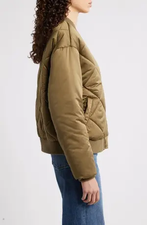 FAVORITE DAUGHTER Quilted Bomber Jacket - Army