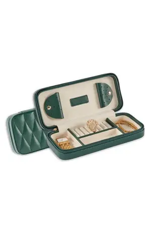 BEY-BERK Cora Quilted Leather Travel Jewelry Case