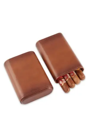 BEY-BERK Rustic Leather Cigar Case
