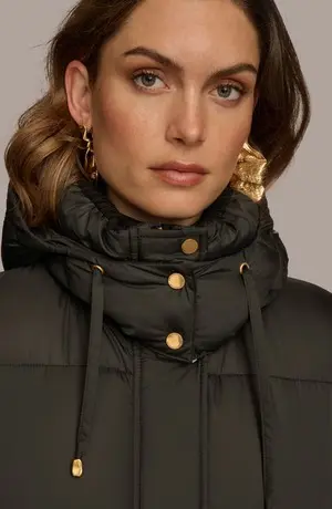 Donna Karan New York Hooded Puffer Jacket - Black