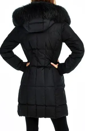 Sam. Luxe Highway Down Puffer Jacket With Genuine Shearling Trim - Matte Black
