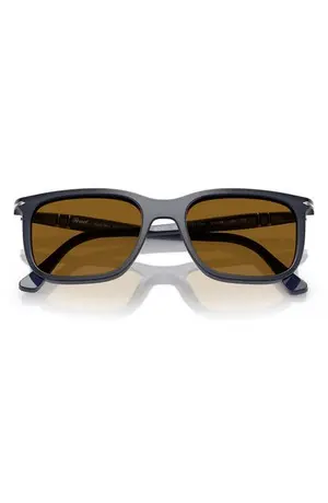 Persol 53mm Rectangular Sunglasses - Blue Brown