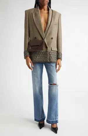 Stella McCartney Oversized Herringbone Wool Blend Blazer