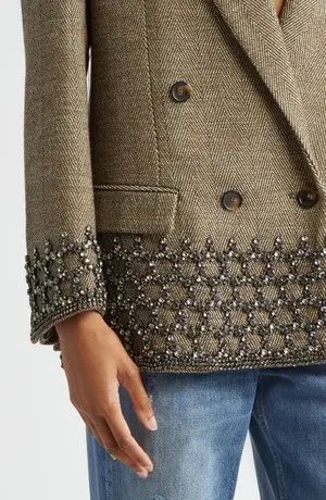 Stella McCartney Oversized Herringbone Wool Blend Blazer