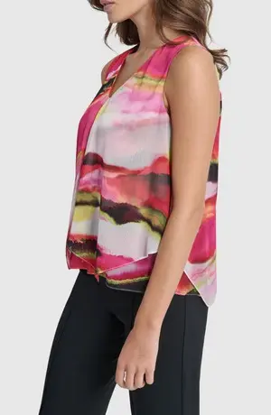 Dkny Printed Chiffon Top