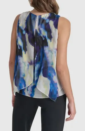 Dkny Printed Chiffon Top