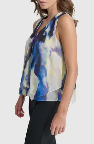 Dkny Printed Chiffon Top