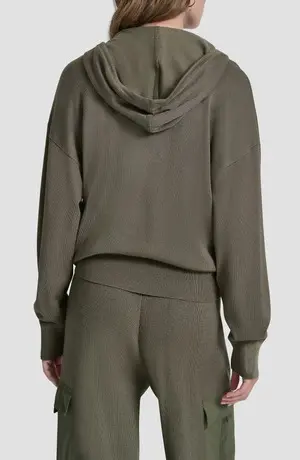 Dkny Mixed Media Drawstring Hoodie - City Taupe