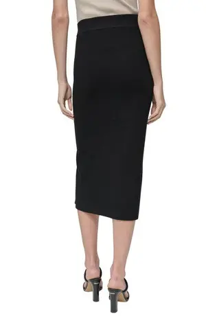 Dkny Zipper Slit Midi Sweater Skirt - Black
