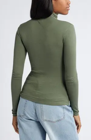 Bp. Turtleneck Ribbed Top - Green Beetle