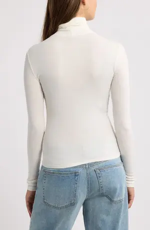 Bp. Turtleneck Ribbed Top - Ivory