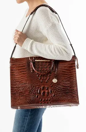 Brahmin Croc Embossed Leather Tote