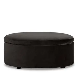 Bloomingdale'S Alta Large Round Storage Ottoman, In Fabric - Monaco Coal
