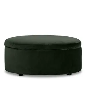 Bloomingdale'S Alta Large Round Storage Ottoman, In Fabric - Monaco Emerald