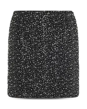 MILLY Tweed Mini Skirt - Black