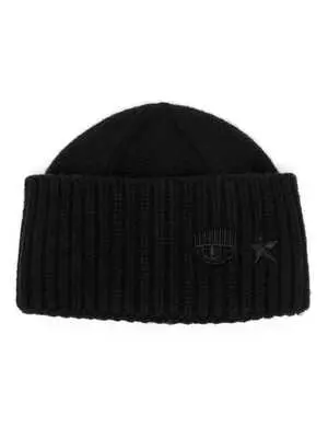 CHIARA FERRAGNI Eye Star-embroidered Beanie - Black