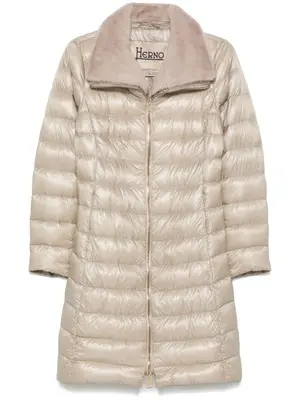Herno Down-feather Quilted Coat With Detachable Faux Fur Collar