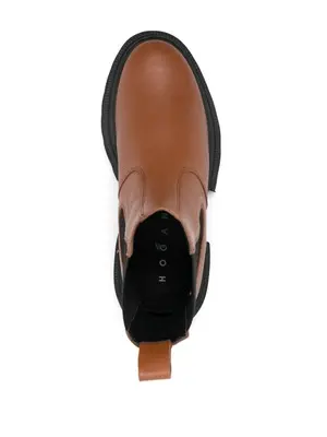 Hogan Leather Chelsea Boots - Brown