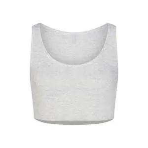 SKIMS Sheer Cotton Rib Super Cropped Tank - Light Heather Grey
