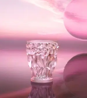 Lalique Rose Nebula Bacchantes Vase - Clear